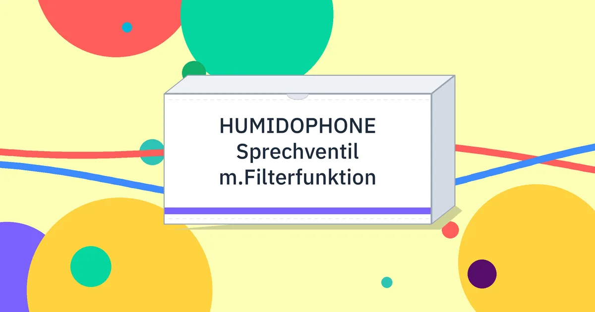 Symbolbild: Packung mit der Aufschrift HUMIDOPHONE Sprechventil m.Filterfunktion (PZN 10040207) – Verfügbarkeit und Bezug in Apotheken in Frankfurt am Main