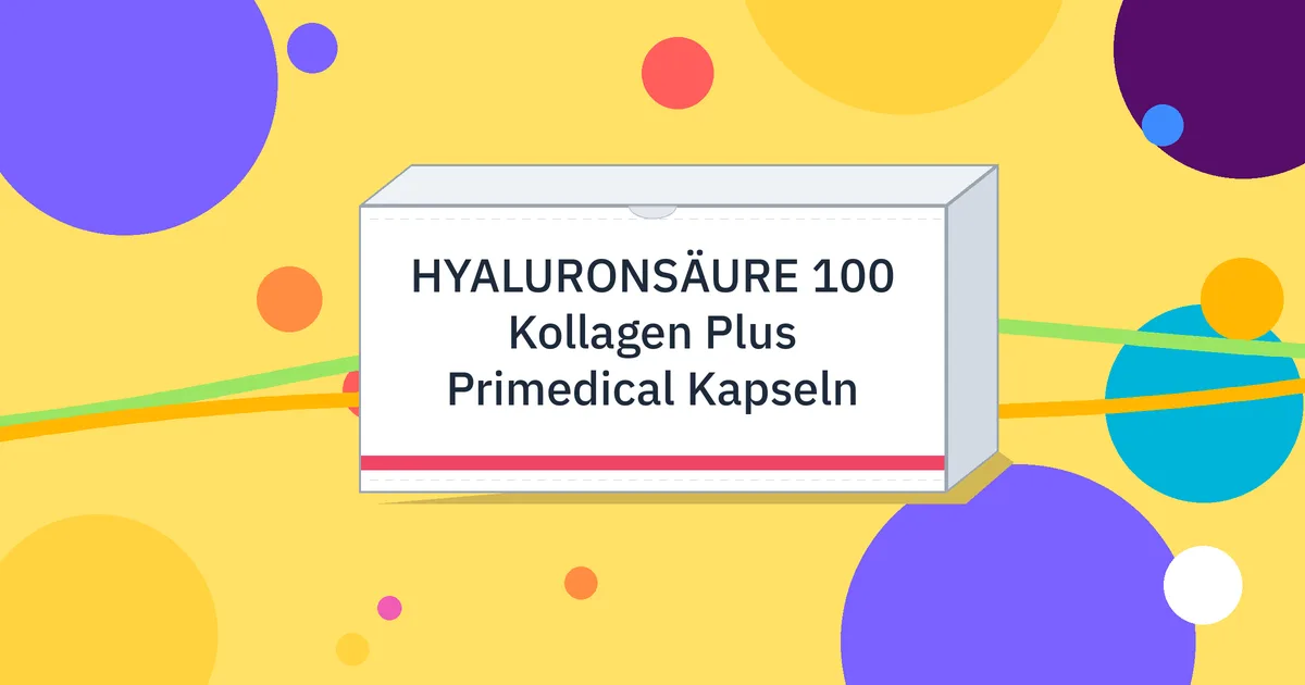 Symbolbild: Packung mit der Aufschrift HYALURONSÄURE 100 Kollagen Plus Primedical Kapseln (PZN 18797803) – Verfügbarkeit und Bezug in Apotheken in Frankfurt am Main