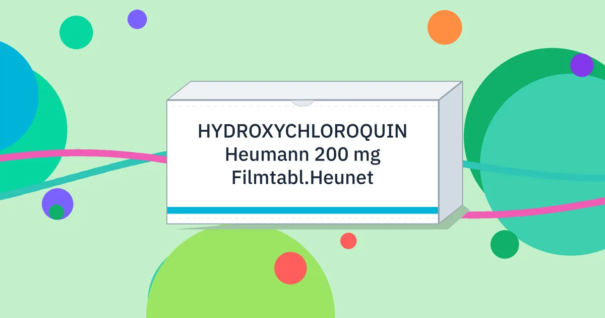 Symbolbild: Packung mit der Aufschrift HYDROXYCHLOROQUIN Heumann 200 mg Filmtabl.Heunet (PZN 19727472) – Verfügbarkeit und Bezug in Apotheken in Frankfurt am Main