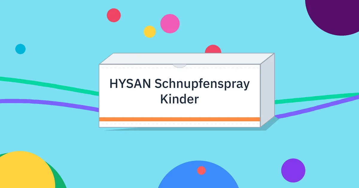 Symbolbild: Packung mit der Aufschrift HYSAN Schnupfenspray Kinder (PZN 07772852) – Verfügbarkeit und Bezug in Apotheken in Frankfurt am Main