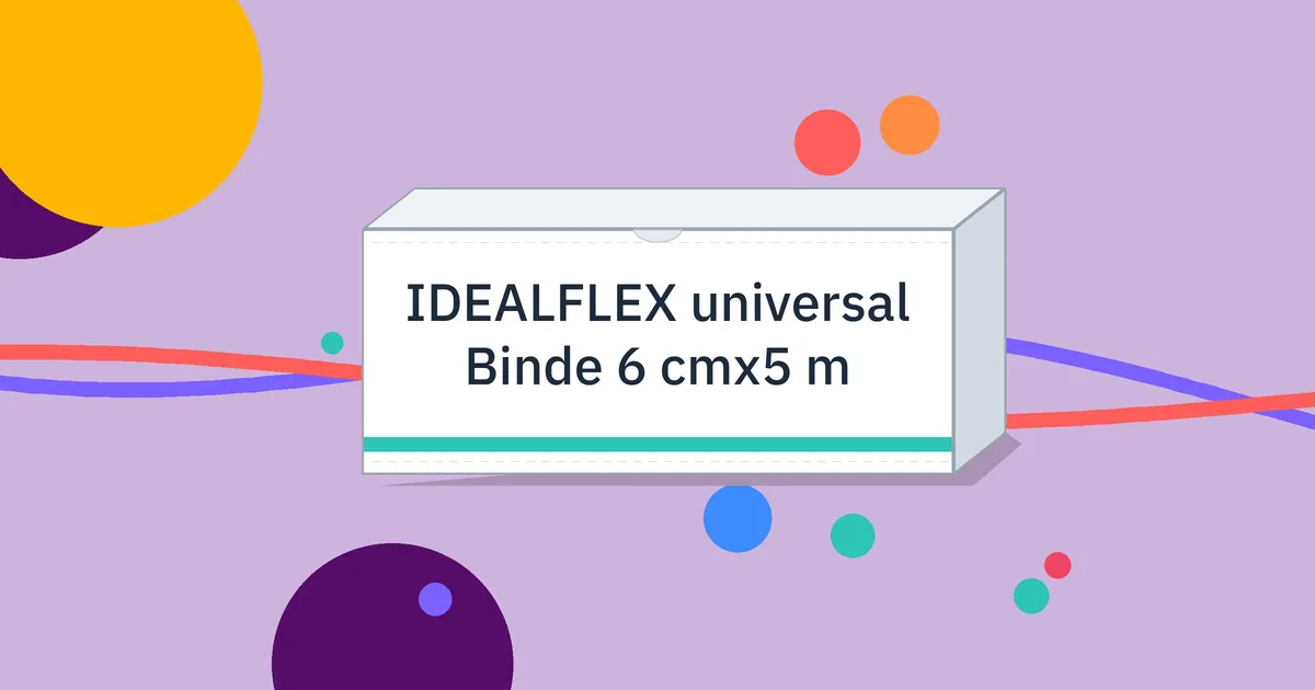 Symbolbild: Packung mit der Aufschrift IDEALFLEX universal Binde 6 cmx5 m (PZN 12593778) – Verfügbarkeit und Bezug in Apotheken in Frankfurt am Main