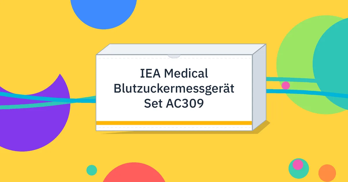 Symbolbild: Packung mit der Aufschrift IEA Medical Blutzuckermessgerät Set AC309 (PZN 20896665) – Verfügbarkeit und Bezug in Apotheken in Frankfurt am Main