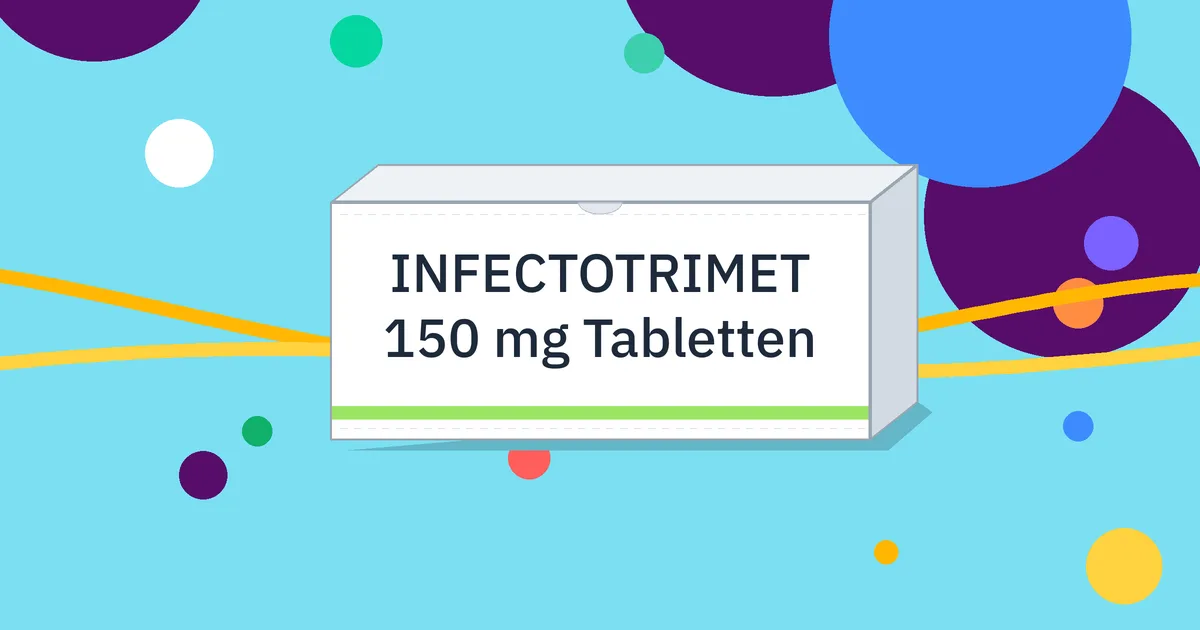 Symbolbild: Packung mit der Aufschrift INFECTOTRIMET 150 mg Tabletten (PZN 04240451) – Verfügbarkeit und Bezug in Apotheken in Frankfurt am Main