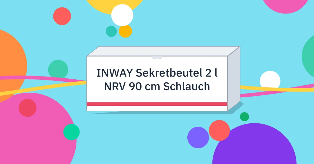 Symbolbild: Packung mit der Aufschrift INWAY Sekretbeutel 2 l NRV 90 cm Schlauch (PZN 09316242) – Verfügbarkeit und Bezug in Apotheken in Frankfurt am Main