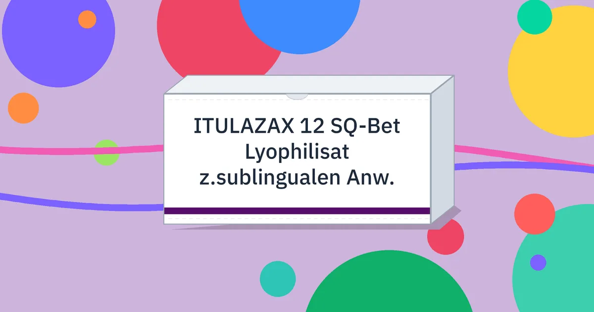Symbolbild: Packung mit der Aufschrift ITULAZAX 12 SQ-Bet Lyophilisat z.sublingualen Anw. (PZN 17276812) – Verfügbarkeit und Bezug in Apotheken in Frankfurt am Main