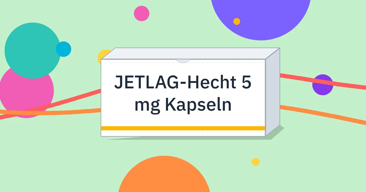 Symbolbild: Packung mit der Aufschrift JETLAG-Hecht 5 mg Kapseln (PZN 08882502) – Verfügbarkeit und Bezug in Apotheken in Frankfurt am Main