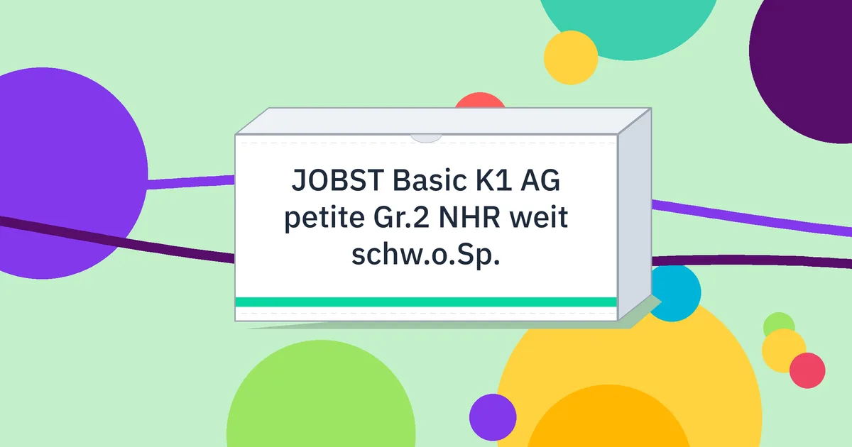 Symbolbild: Packung mit der Aufschrift JOBST Basic K1 AG petite Gr.2 NHR weit schw.o.Sp. (PZN 15309625) – Verfügbarkeit und Bezug in Apotheken in Frankfurt am Main