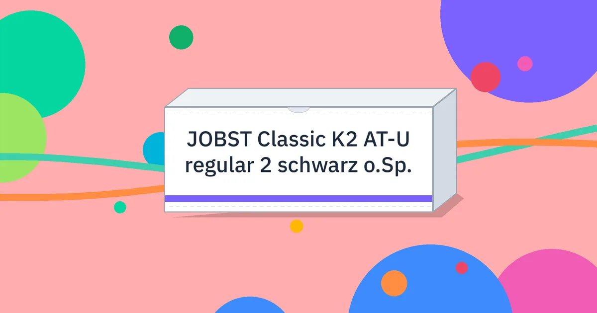 Symbolbild: Packung mit der Aufschrift JOBST Classic K2 AT-U regular 2 schwarz o.Sp. (PZN 13069648) – Verfügbarkeit und Bezug in Apotheken in Frankfurt am Main
