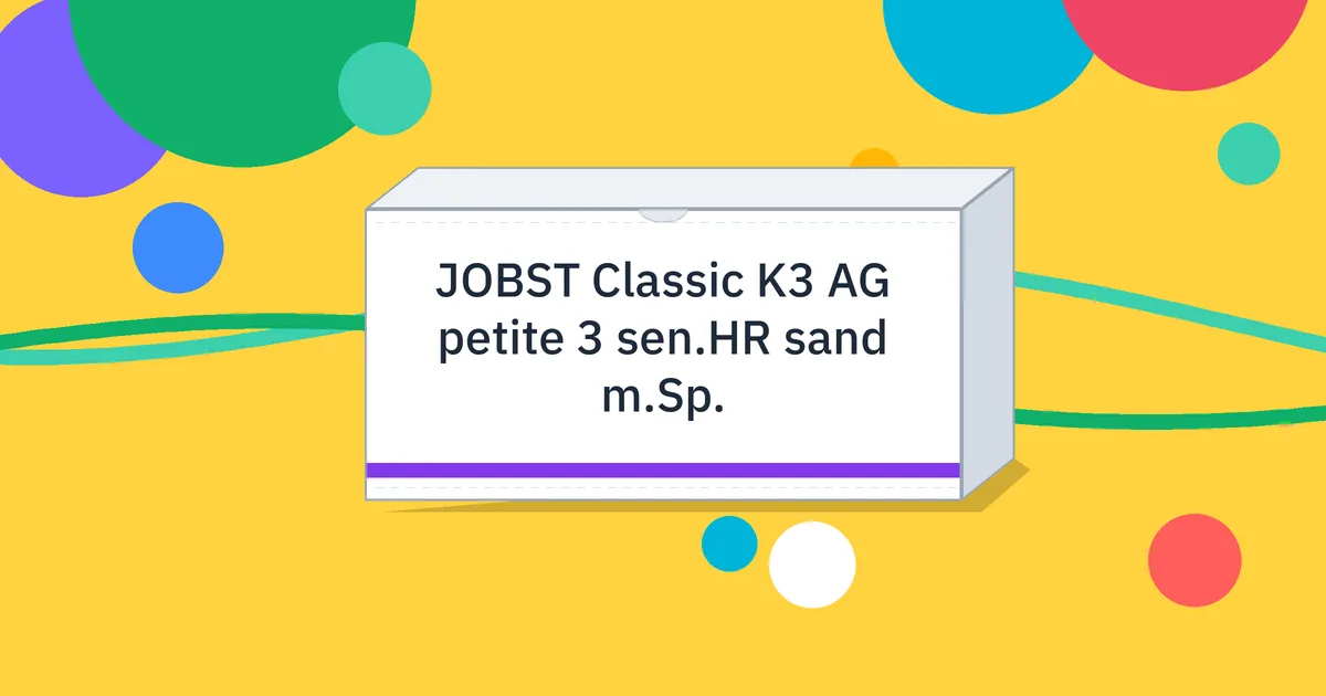 Symbolbild: Packung mit der Aufschrift JOBST Classic K3 AG petite 3 sen.HR sand m.Sp. (PZN 17956429) – Verfügbarkeit und Bezug in Apotheken in Frankfurt am Main