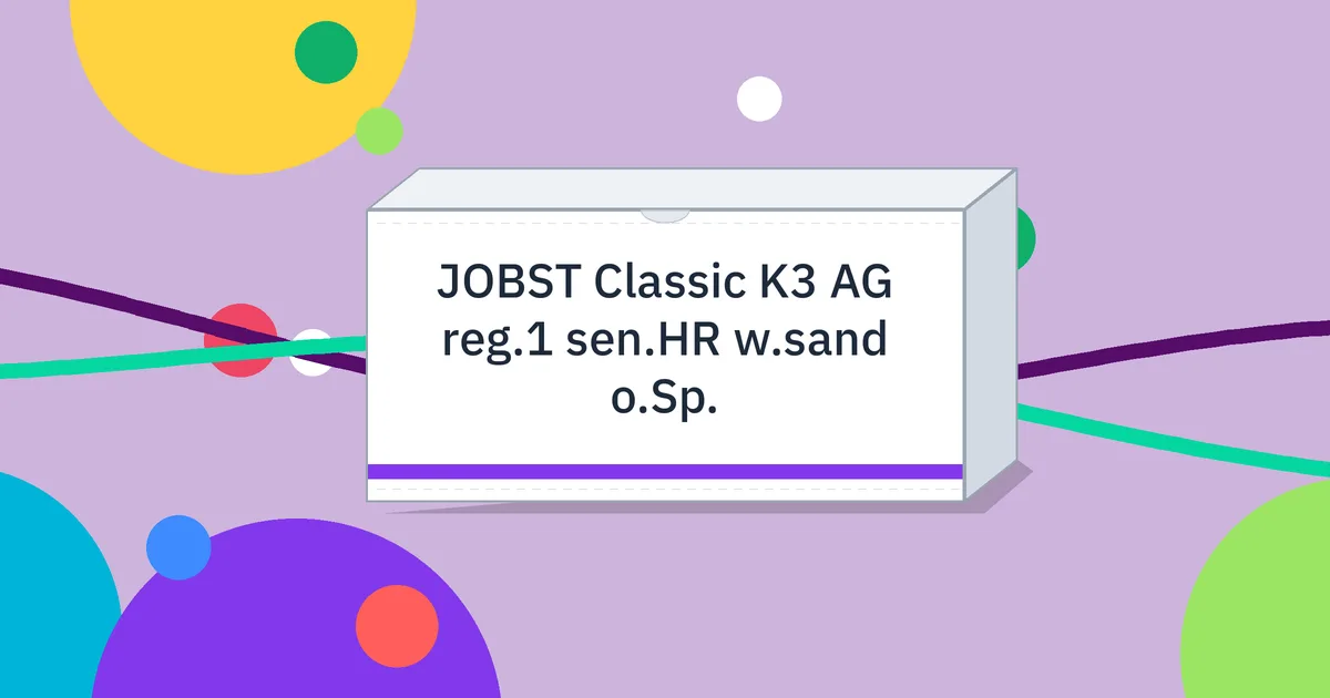Symbolbild: Packung mit der Aufschrift JOBST Classic K3 AG reg.1 sen.HR w.sand o.Sp. (PZN 17957570) – Verfügbarkeit und Bezug in Apotheken in Frankfurt am Main