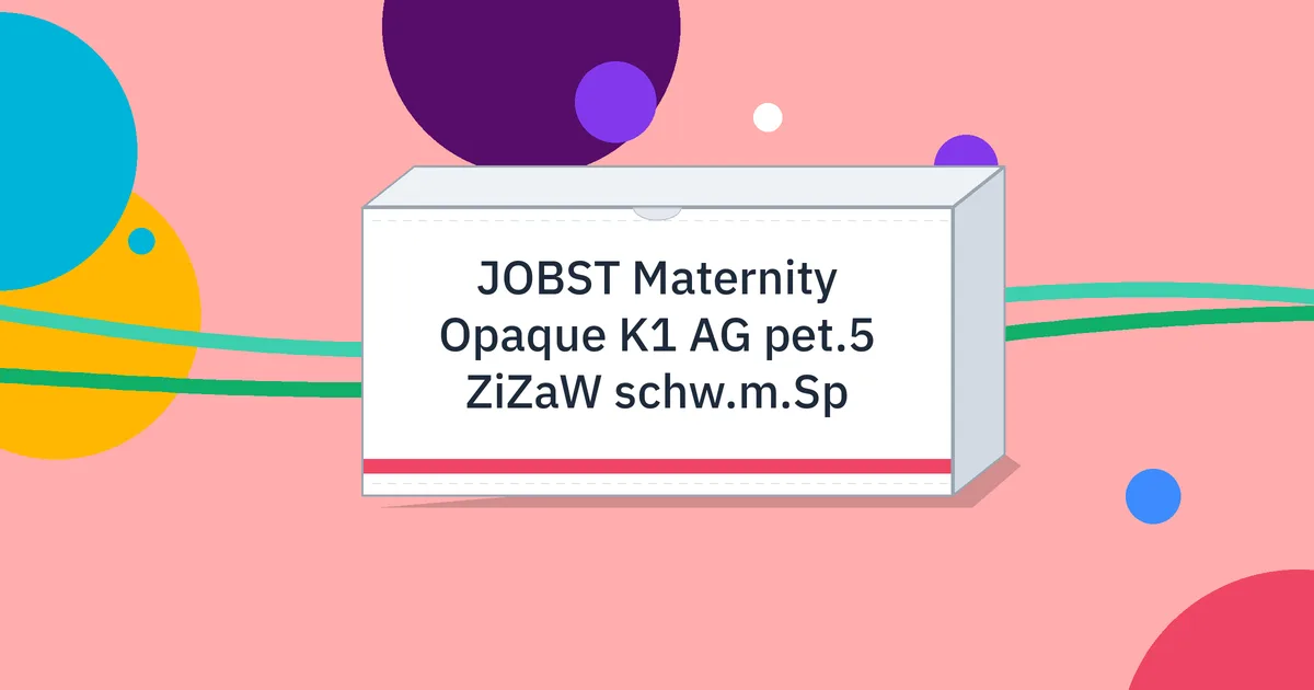 Symbolbild: Packung mit der Aufschrift JOBST Maternity Opaque K1 AG pet.5 ZiZaW schw.m.Sp (PZN 15852772) – Verfügbarkeit und Bezug in Apotheken in Frankfurt am Main