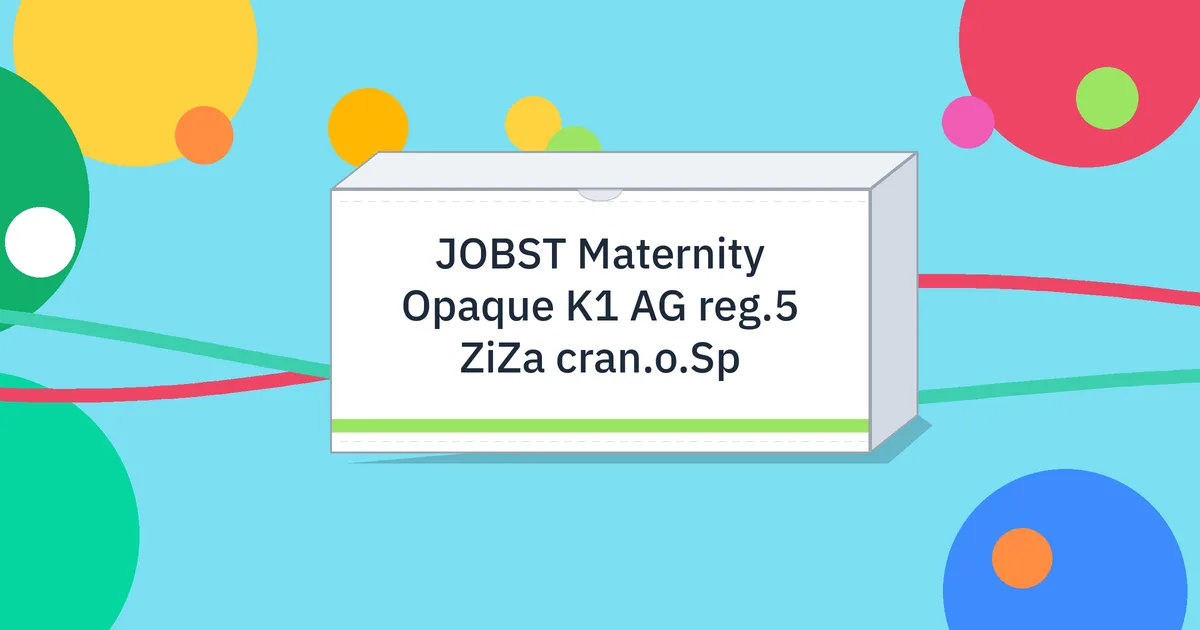 Symbolbild: Packung mit der Aufschrift JOBST Maternity Opaque K1 AG reg.5 ZiZa cran.o.Sp (PZN 15856959) – Verfügbarkeit und Bezug in Apotheken in Frankfurt am Main