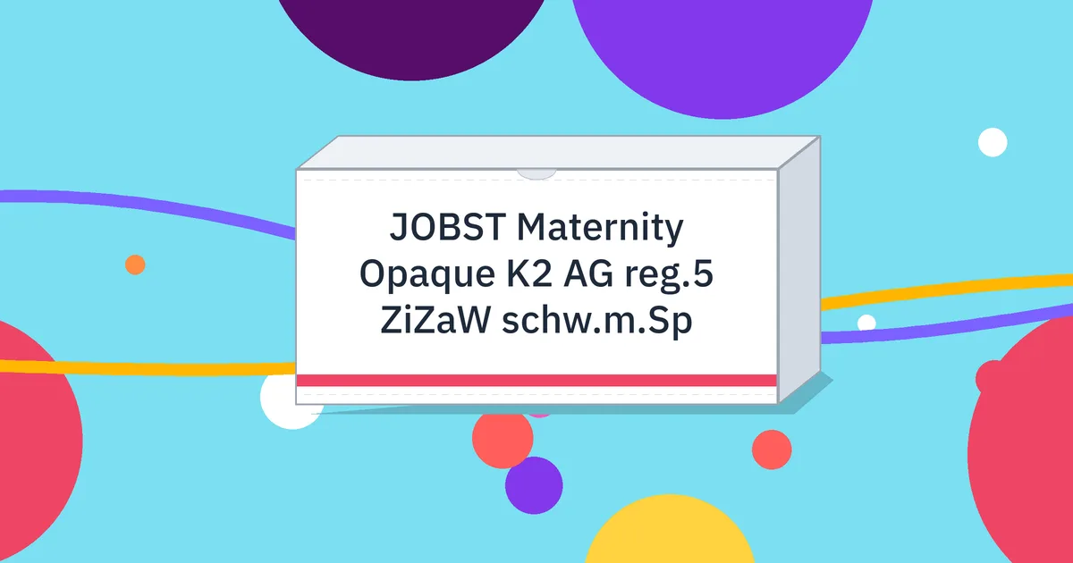 Symbolbild: Packung mit der Aufschrift JOBST Maternity Opaque K2 AG reg.5 ZiZaW schw.m.Sp (PZN 15853665) – Verfügbarkeit und Bezug in Apotheken in Frankfurt am Main