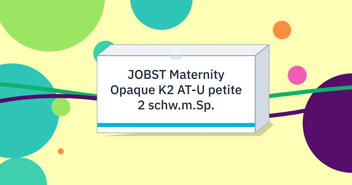 Symbolbild: Packung mit der Aufschrift JOBST Maternity Opaque K2 AT-U petite 2 schw.m.Sp. (PZN 15854239) – Verfügbarkeit und Bezug in Apotheken in Frankfurt am Main