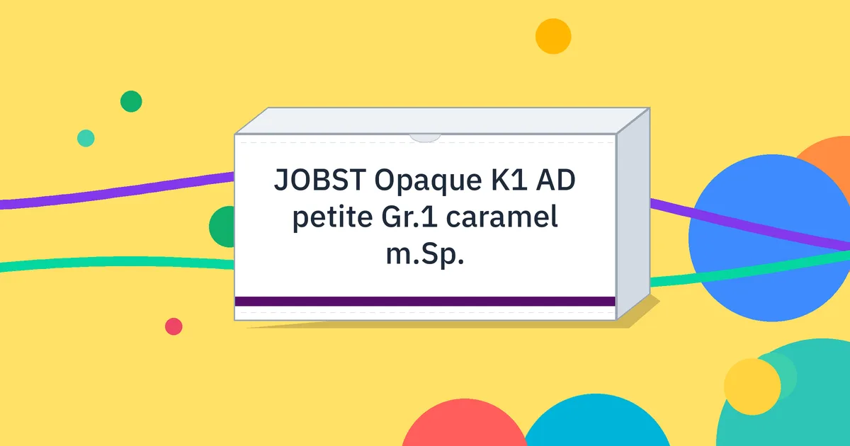 Symbolbild: Packung mit der Aufschrift JOBST Opaque K1 AD petite Gr.1 caramel m.Sp. (PZN 13078535) – Verfügbarkeit und Bezug in Apotheken in Frankfurt am Main