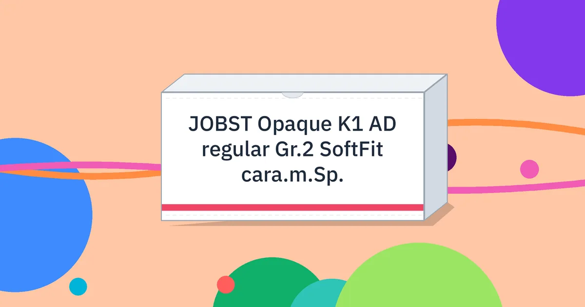 Symbolbild: Packung mit der Aufschrift JOBST Opaque K1 AD regular Gr.2 SoftFit cara.m.Sp. (PZN 13081678) – Verfügbarkeit und Bezug in Apotheken in Frankfurt am Main