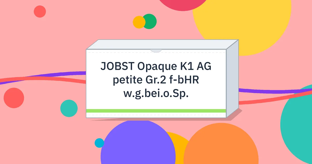 Symbolbild: Packung mit der Aufschrift JOBST Opaque K1 AG petite Gr.2 f-bHR w.g.bei.o.Sp. (PZN 16269052) – Verfügbarkeit und Bezug in Apotheken in Frankfurt am Main
