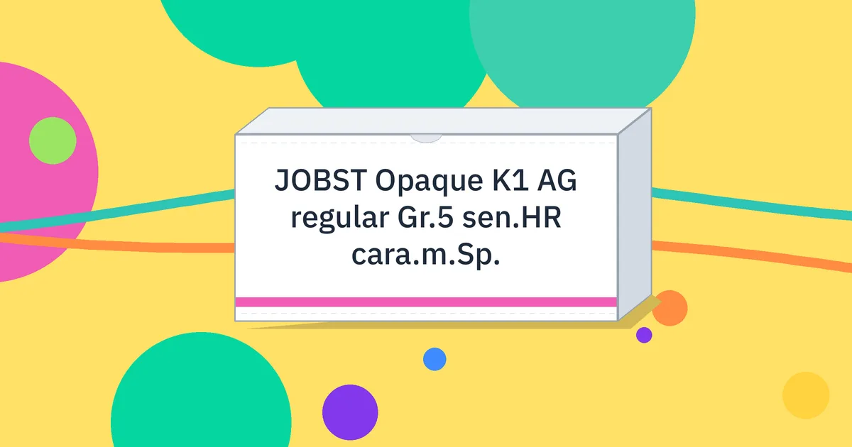 Symbolbild: Packung mit der Aufschrift JOBST Opaque K1 AG regular Gr.5 sen.HR cara.m.Sp. (PZN 13092452) – Verfügbarkeit und Bezug in Apotheken in Frankfurt am Main