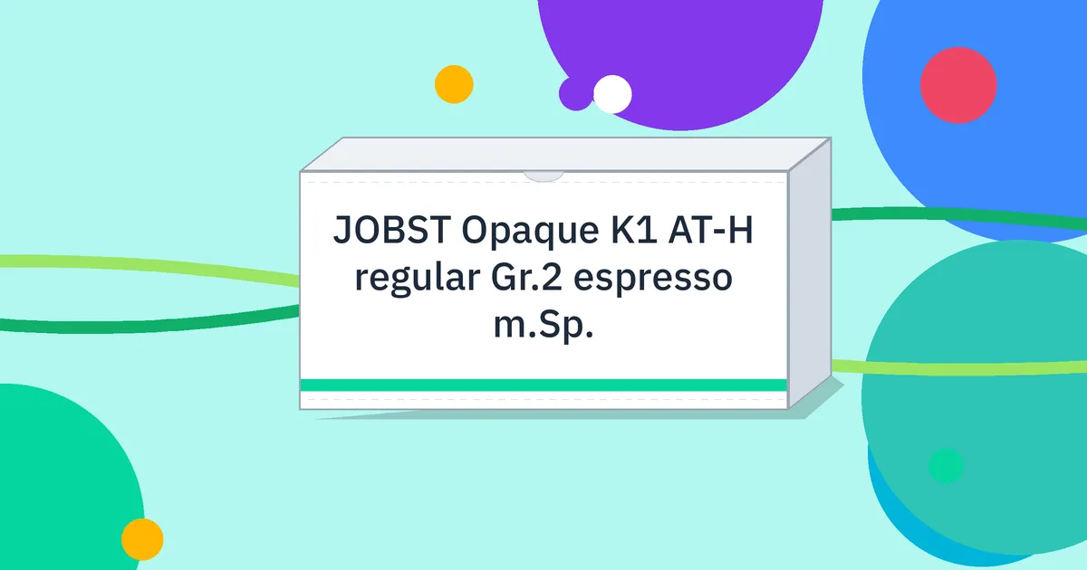 Symbolbild: Packung mit der Aufschrift JOBST Opaque K1 AT-H regular Gr.2 espresso m.Sp. (PZN 16275561) – Verfügbarkeit und Bezug in Apotheken in Frankfurt am Main