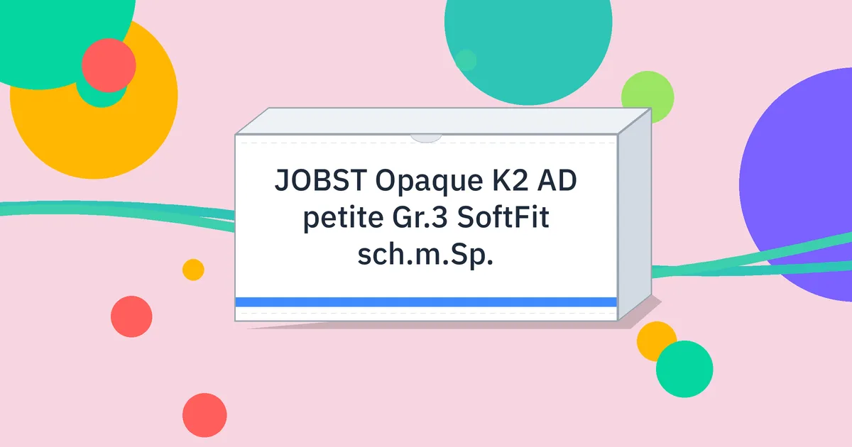 Symbolbild: Packung mit der Aufschrift JOBST Opaque K2 AD petite Gr.3 SoftFit sch.m.Sp. (PZN 11250645) – Verfügbarkeit und Bezug in Apotheken in Frankfurt am Main