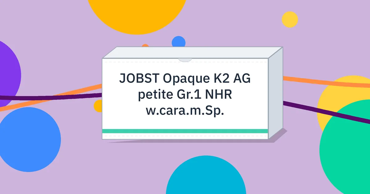 Symbolbild: Packung mit der Aufschrift JOBST Opaque K2 AG petite Gr.1 NHR w.cara.m.Sp. (PZN 11256056) – Verfügbarkeit und Bezug in Apotheken in Frankfurt am Main