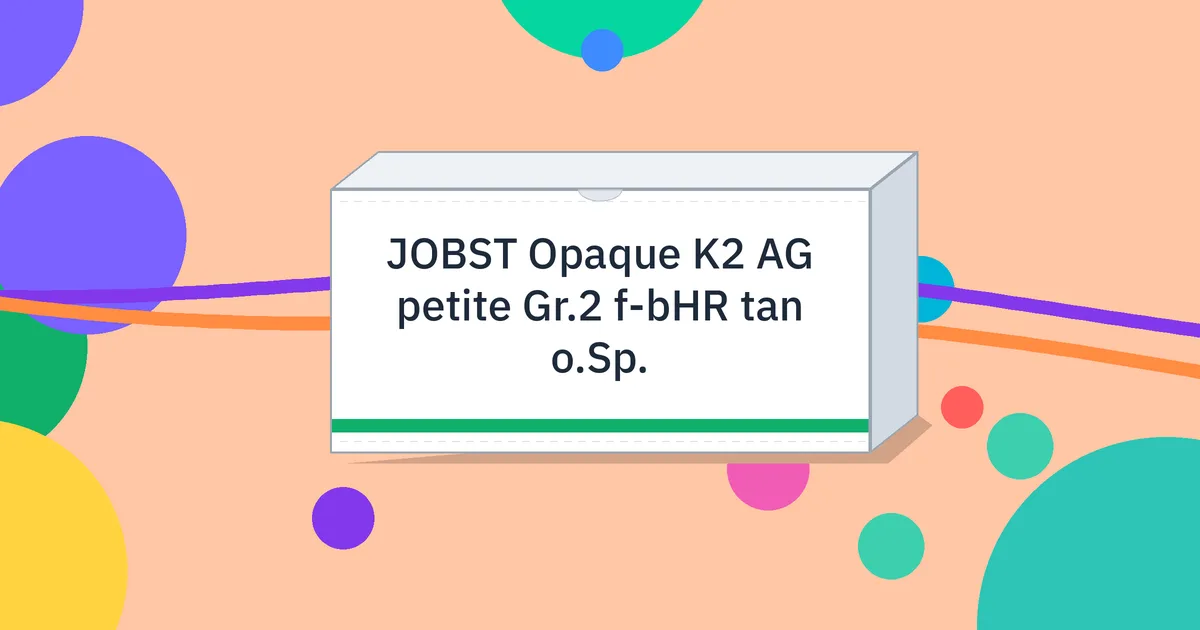 Symbolbild: Packung mit der Aufschrift JOBST Opaque K2 AG petite Gr.2 f-bHR tan o.Sp. (PZN 16284413) – Verfügbarkeit und Bezug in Apotheken in Frankfurt am Main