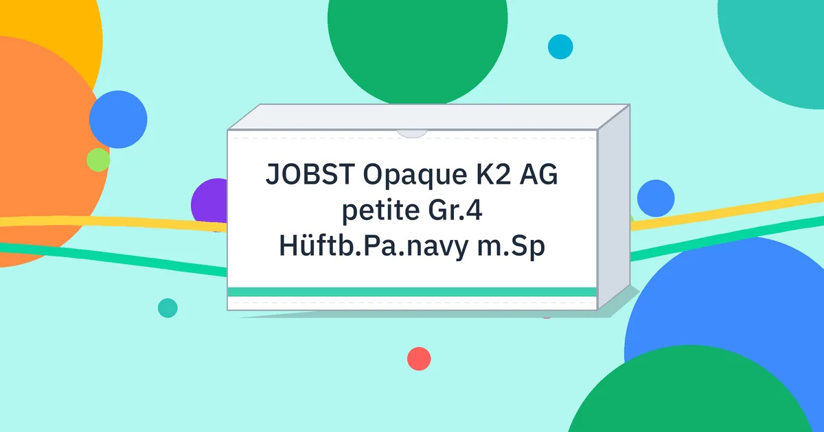 Symbolbild: Packung mit der Aufschrift JOBST Opaque K2 AG petite Gr.4 Hüftb.Pa.navy m.Sp (PZN 13114337) – Verfügbarkeit und Bezug in Apotheken in Frankfurt am Main
