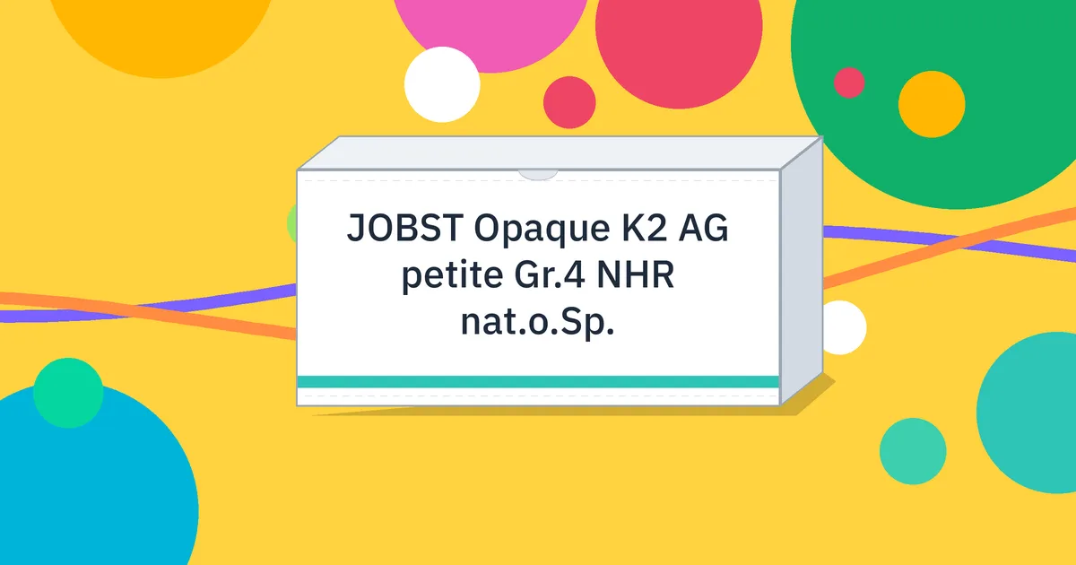 Symbolbild: Packung mit der Aufschrift JOBST Opaque K2 AG petite Gr.4 NHR nat.o.Sp. (PZN 10723917) – Verfügbarkeit und Bezug in Apotheken in Frankfurt am Main