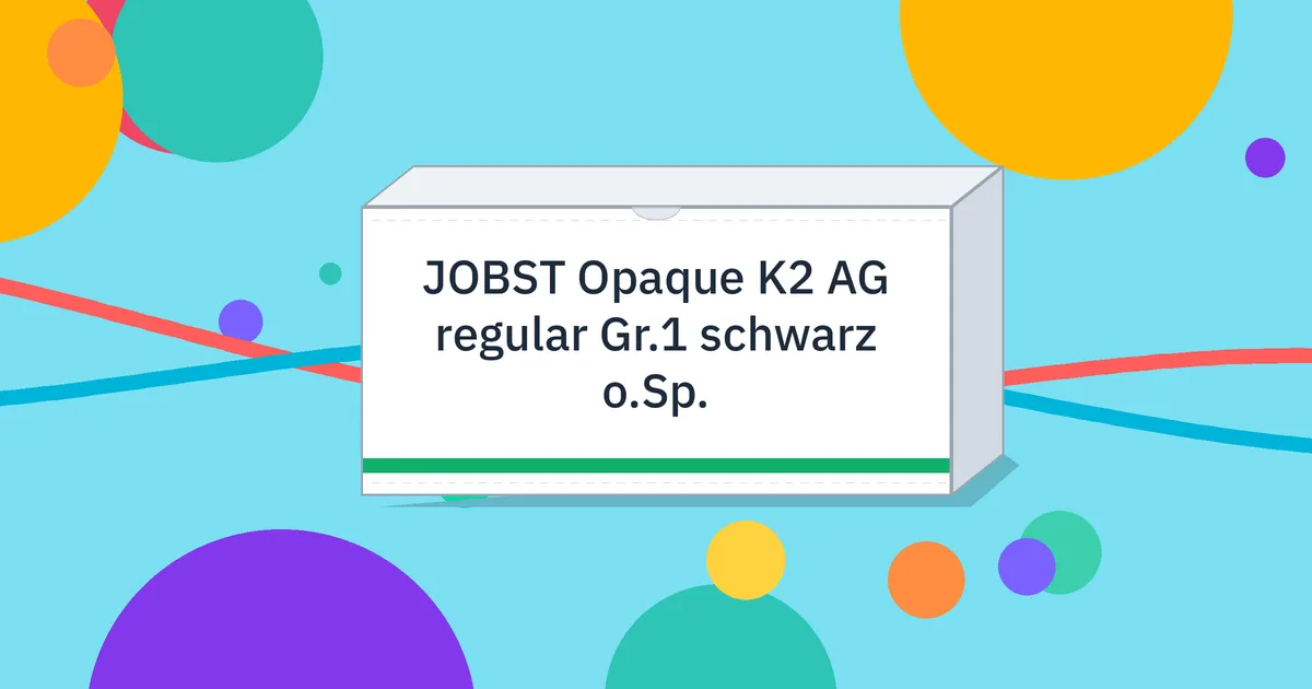 Symbolbild: Packung mit der Aufschrift JOBST Opaque K2 AG regular Gr.1 schwarz o.Sp. (PZN 13113355) – Verfügbarkeit und Bezug in Apotheken in Frankfurt am Main