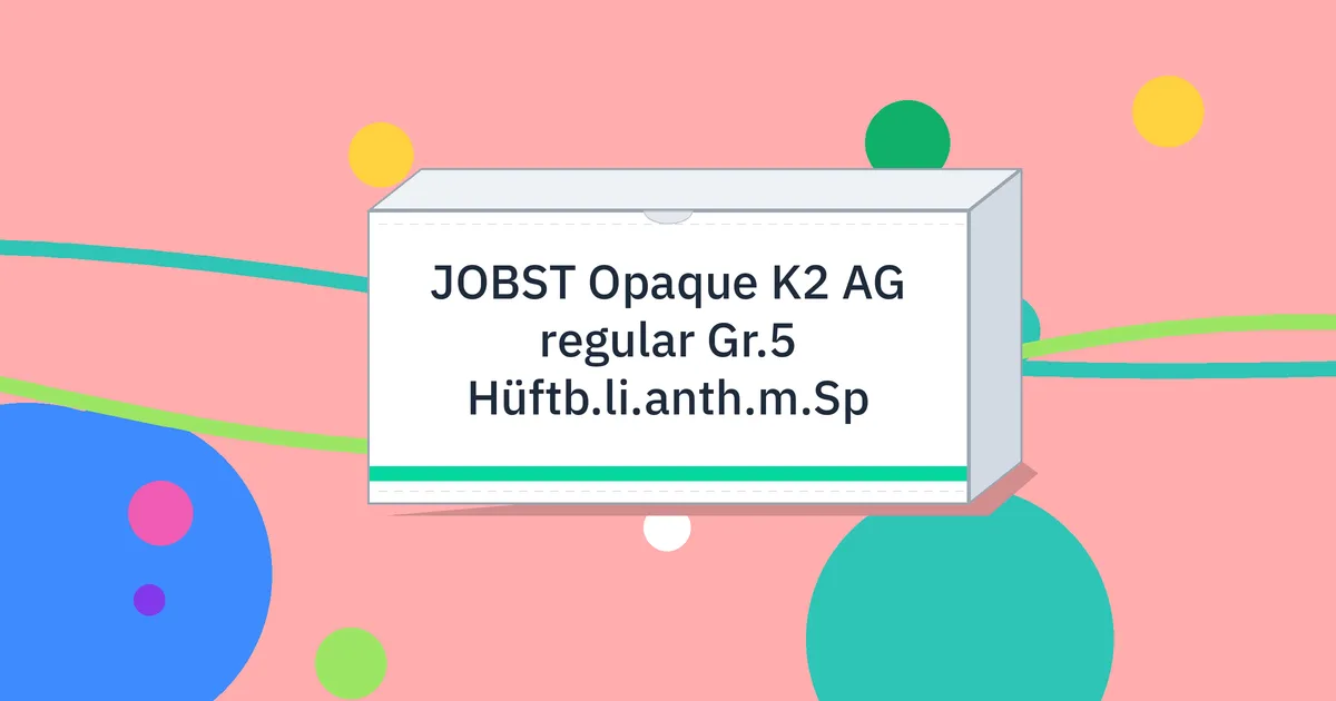Symbolbild: Packung mit der Aufschrift JOBST Opaque K2 AG regular Gr.5 Hüftb.li.anth.m.Sp (PZN 16287771) – Verfügbarkeit und Bezug in Apotheken in Frankfurt am Main