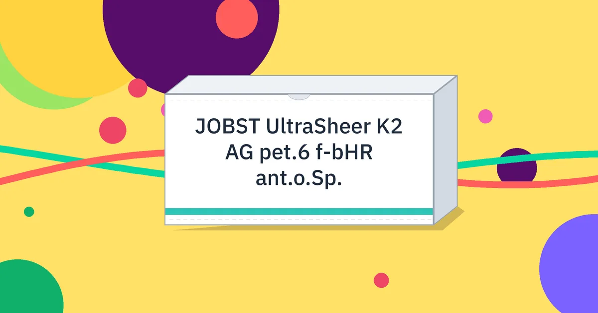 Symbolbild: Packung mit der Aufschrift JOBST UltraSheer K2 AG pet.6 f-bHR ant.o.Sp. (PZN 13142598) – Verfügbarkeit und Bezug in Apotheken in Frankfurt am Main