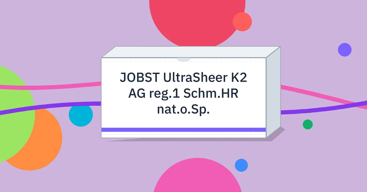 Symbolbild: Packung mit der Aufschrift JOBST UltraSheer K2 AG reg.1 Schm.HR nat.o.Sp. (PZN 11260980) – Verfügbarkeit und Bezug in Apotheken in Frankfurt am Main