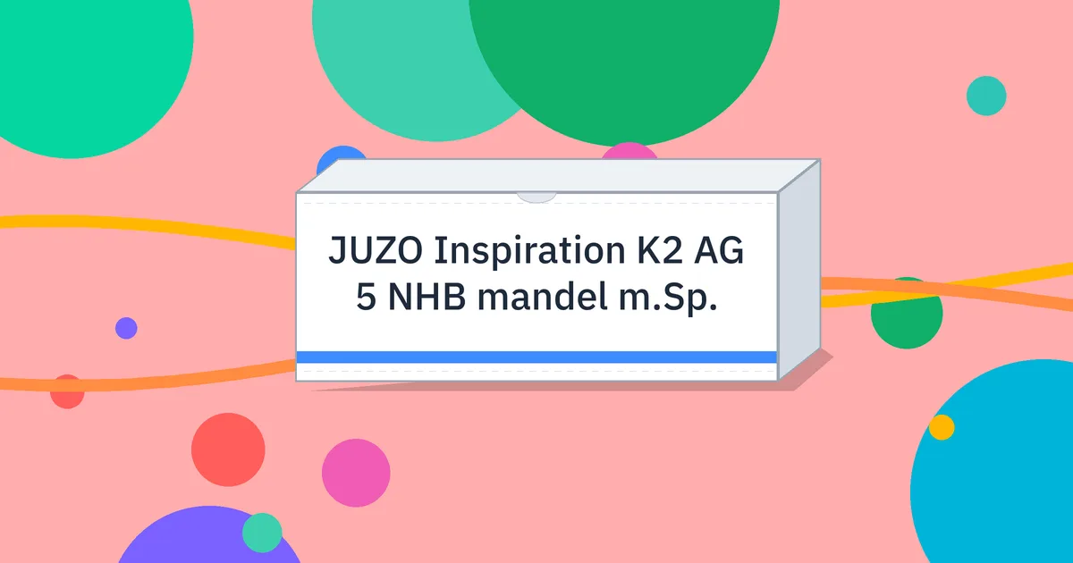 Symbolbild: Packung mit der Aufschrift JUZO Inspiration K2 AG 5 NHB mandel m.Sp. (PZN 14946382) – Verfügbarkeit und Bezug in Apotheken in Frankfurt am Main