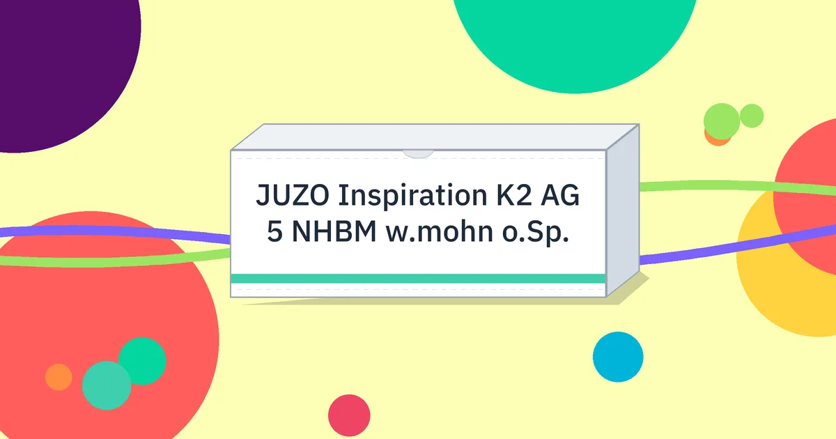 Symbolbild: Packung mit der Aufschrift JUZO Inspiration K2 AG 5 NHBM w.mohn o.Sp. (PZN 14918411) – Verfügbarkeit und Bezug in Apotheken in Frankfurt am Main