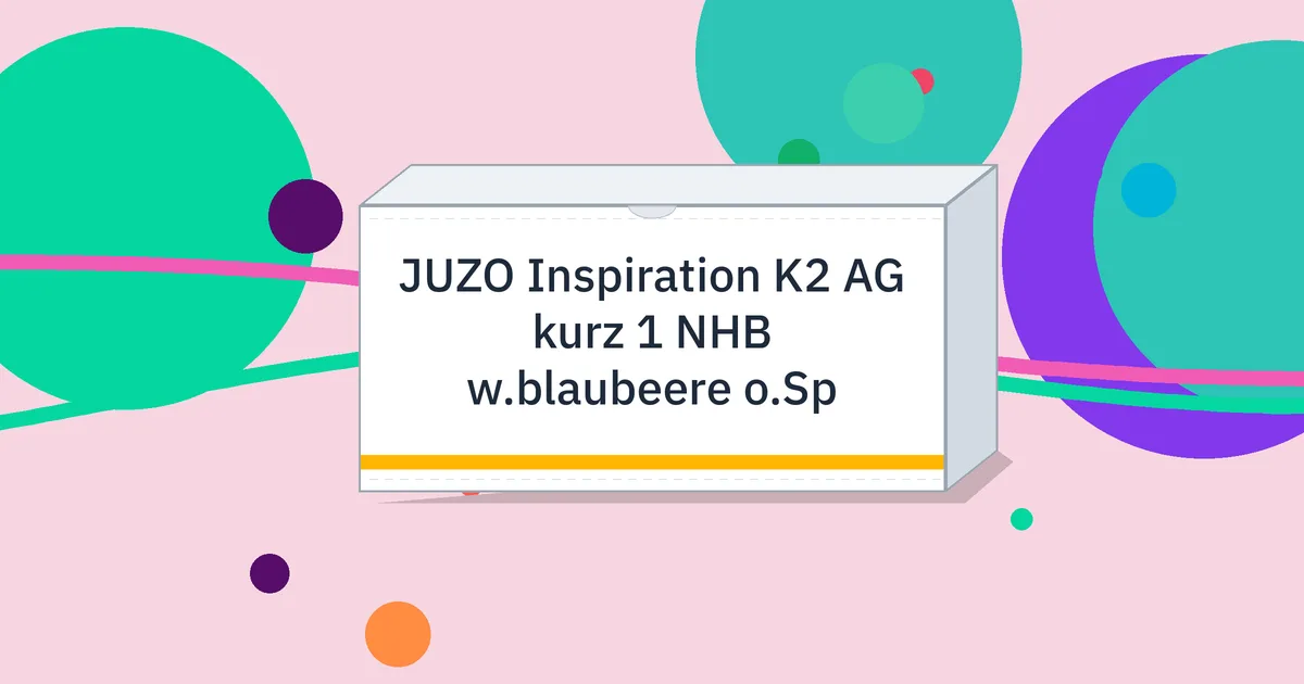 Symbolbild: Packung mit der Aufschrift JUZO Inspiration K2 AG kurz 1 NHB w.blaubeere o.Sp (PZN 14947022) – Verfügbarkeit und Bezug in Apotheken in Frankfurt am Main