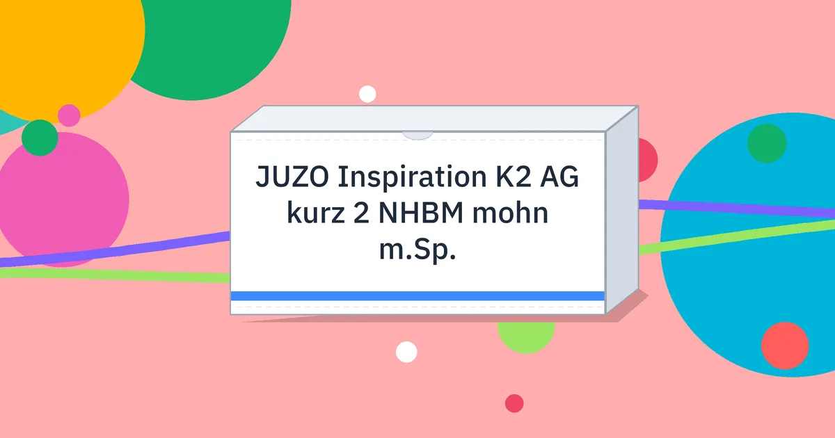 Symbolbild: Packung mit der Aufschrift JUZO Inspiration K2 AG kurz 2 NHBM mohn m.Sp. (PZN 14921123) – Verfügbarkeit und Bezug in Apotheken in Frankfurt am Main