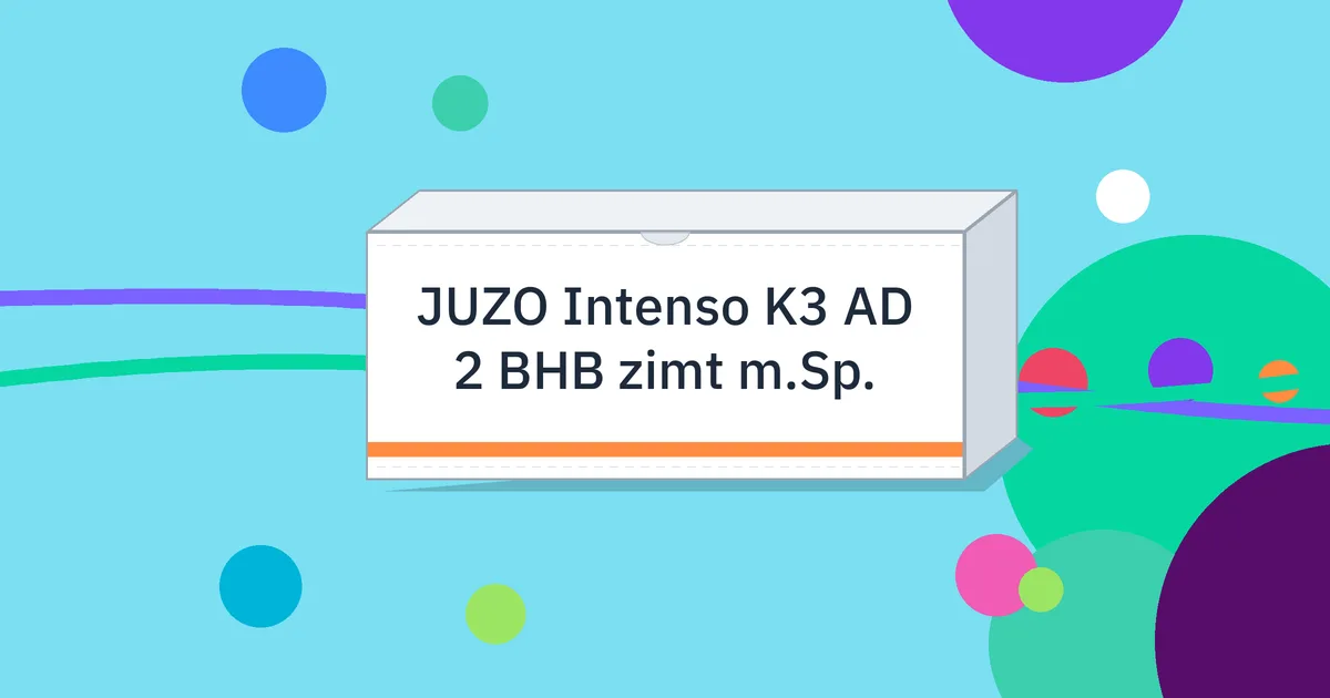 Symbolbild: Packung mit der Aufschrift JUZO Intenso K3 AD 2 BHB zimt m.Sp. (PZN 18634308) – Verfügbarkeit und Bezug in Apotheken in Frankfurt am Main