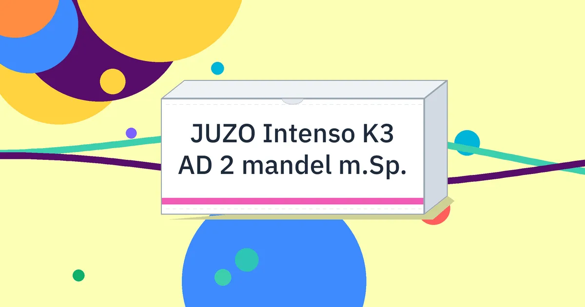 Symbolbild: Packung mit der Aufschrift JUZO Intenso K3 AD 2 mandel m.Sp. (PZN 18627490) – Verfügbarkeit und Bezug in Apotheken in Frankfurt am Main