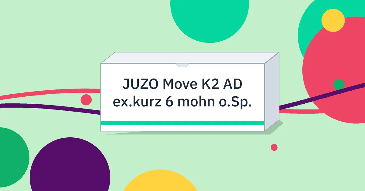 Symbolbild: Packung mit der Aufschrift JUZO Move K2 AD ex.kurz 6 mohn o.Sp. (PZN 18542279) – Verfügbarkeit und Bezug in Apotheken in Frankfurt am Main