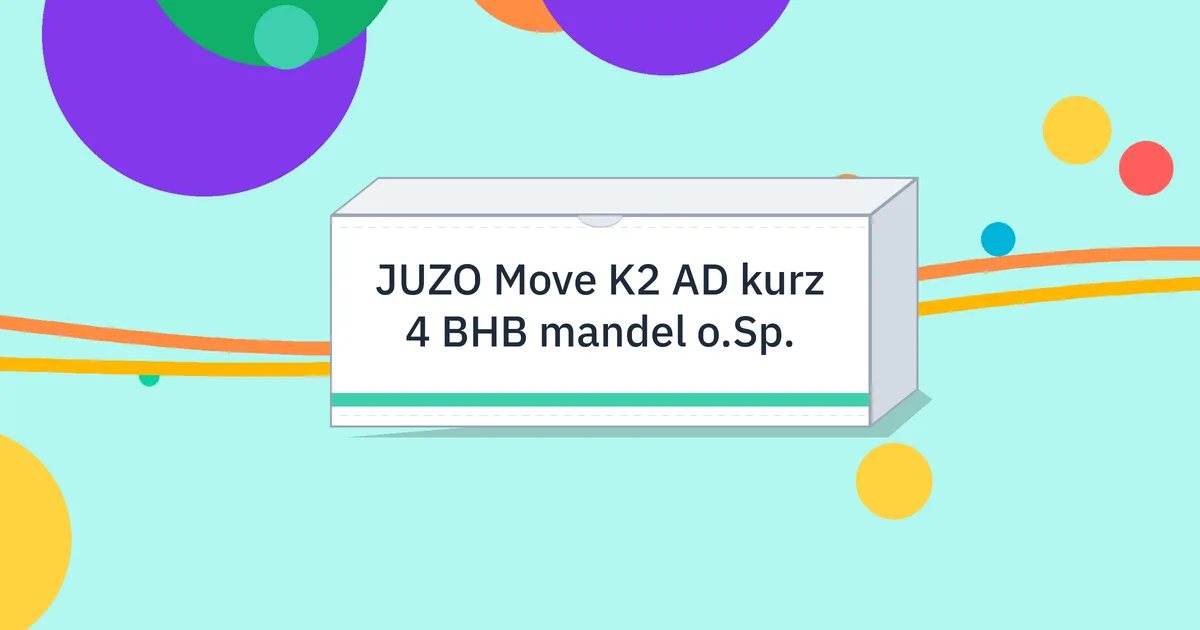 Symbolbild: Packung mit der Aufschrift JUZO Move K2 AD kurz 4 BHB mandel o.Sp. (PZN 16341855) – Verfügbarkeit und Bezug in Apotheken in Frankfurt am Main