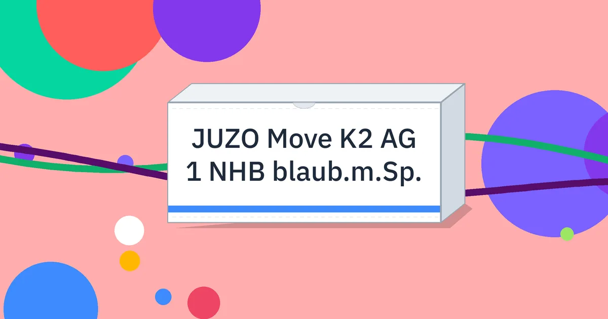 Symbolbild: Packung mit der Aufschrift JUZO Move K2 AG 1 NHB blaub.m.Sp. (PZN 18555299) – Verfügbarkeit und Bezug in Apotheken in Frankfurt am Main