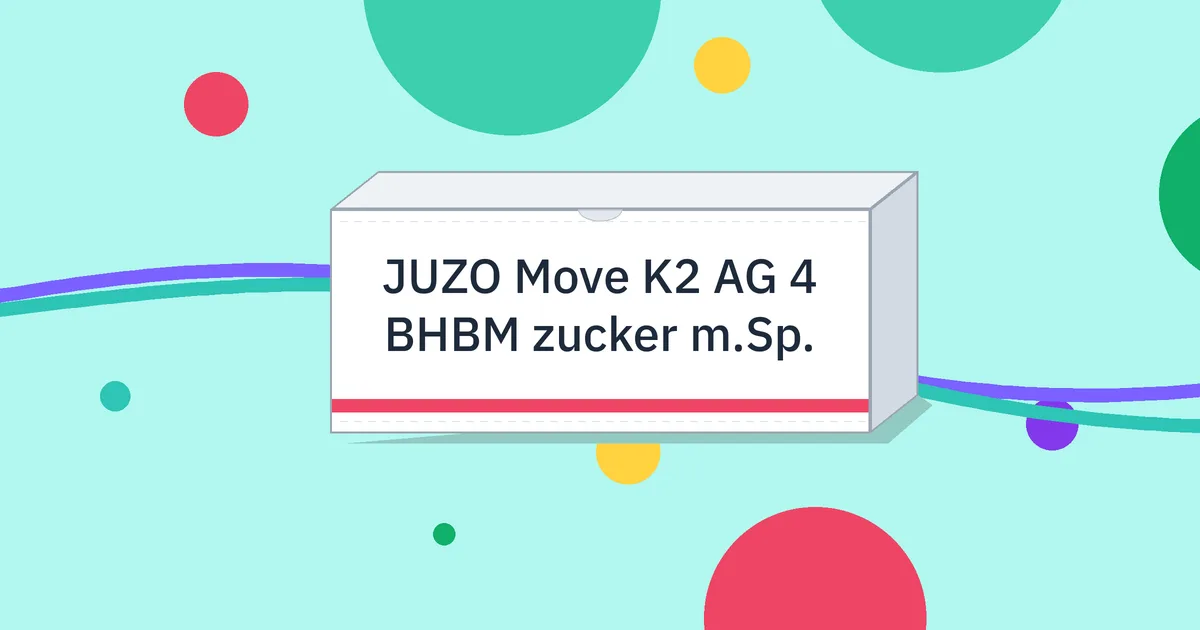 Symbolbild: Packung mit der Aufschrift JUZO Move K2 AG 4 BHBM zucker m.Sp. (PZN 18524554) – Verfügbarkeit und Bezug in Apotheken in Frankfurt am Main