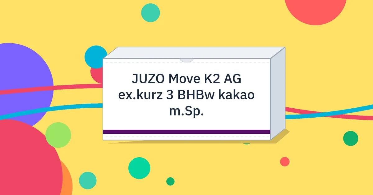 Symbolbild: Packung mit der Aufschrift JUZO Move K2 AG ex.kurz 3 BHBw kakao m.Sp. (PZN 18564039) – Verfügbarkeit und Bezug in Apotheken in Frankfurt am Main