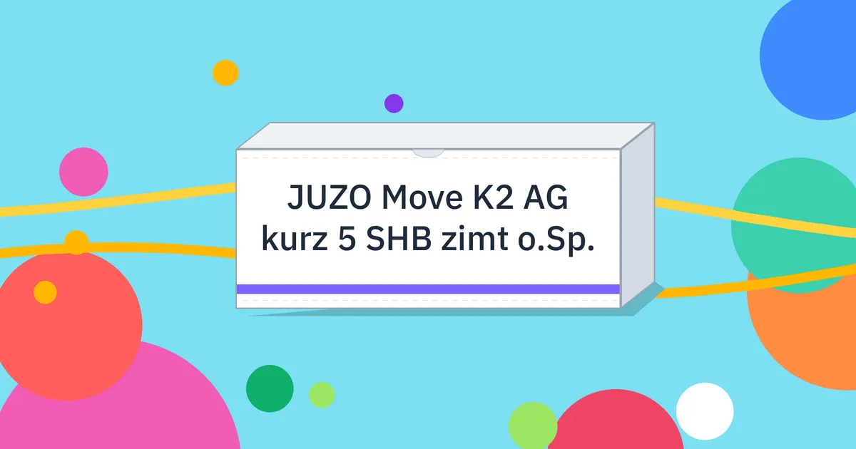 Symbolbild: Packung mit der Aufschrift JUZO Move K2 AG kurz 5 SHB zimt o.Sp. (PZN 18529907) – Verfügbarkeit und Bezug in Apotheken in Frankfurt am Main