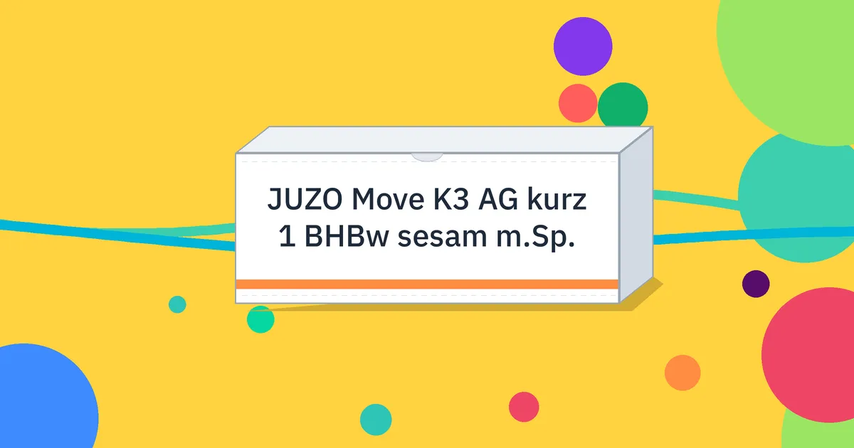 Symbolbild: Packung mit der Aufschrift JUZO Move K3 AG kurz 1 BHBw sesam m.Sp. (PZN 18579851) – Verfügbarkeit und Bezug in Apotheken in Frankfurt am Main