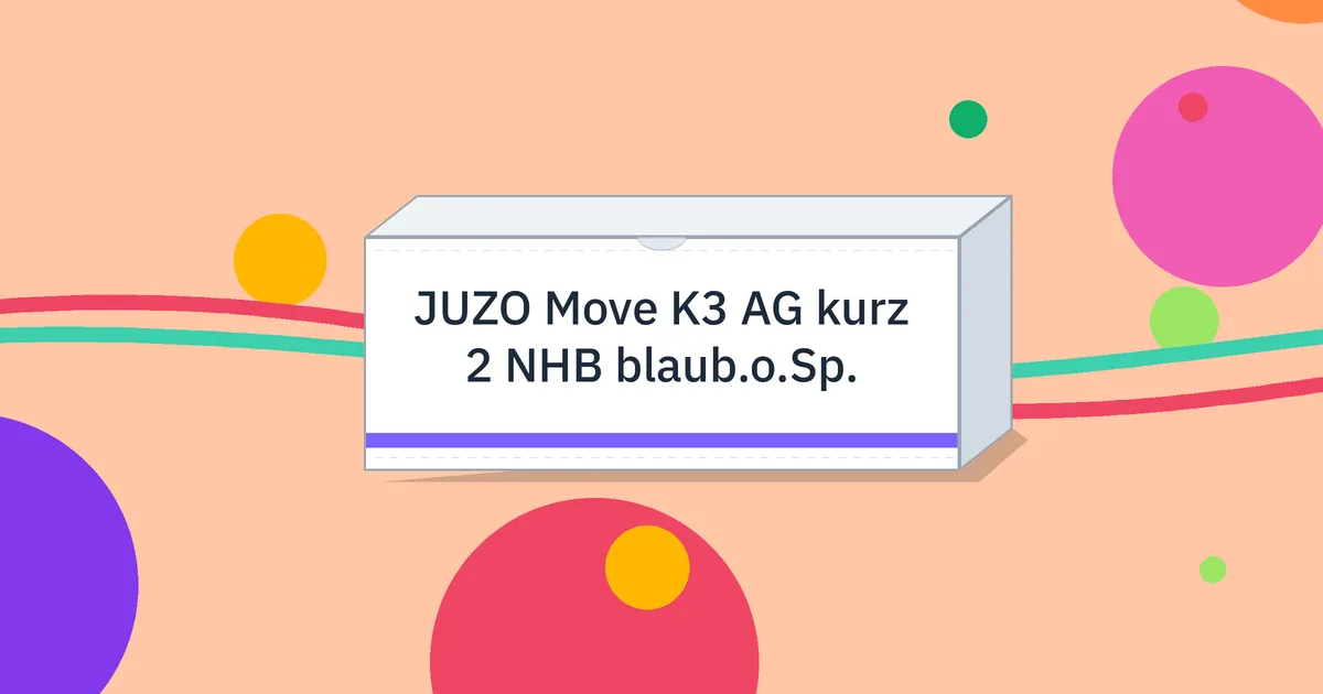 Symbolbild: Packung mit der Aufschrift JUZO Move K3 AG kurz 2 NHB blaub.o.Sp. (PZN 18592975) – Verfügbarkeit und Bezug in Apotheken in Frankfurt am Main