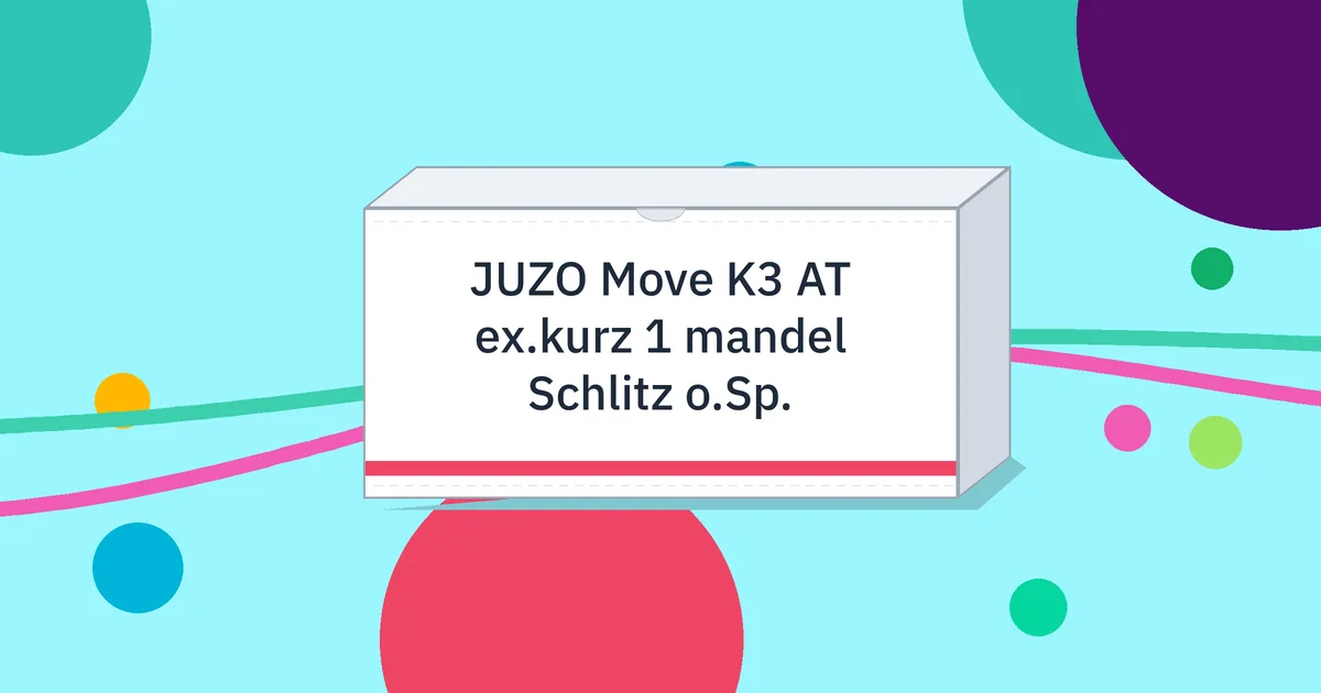 Symbolbild: Packung mit der Aufschrift JUZO Move K3 AT ex.kurz 1 mandel Schlitz o.Sp. (PZN 20682728) – Verfügbarkeit und Bezug in Apotheken in Frankfurt am Main