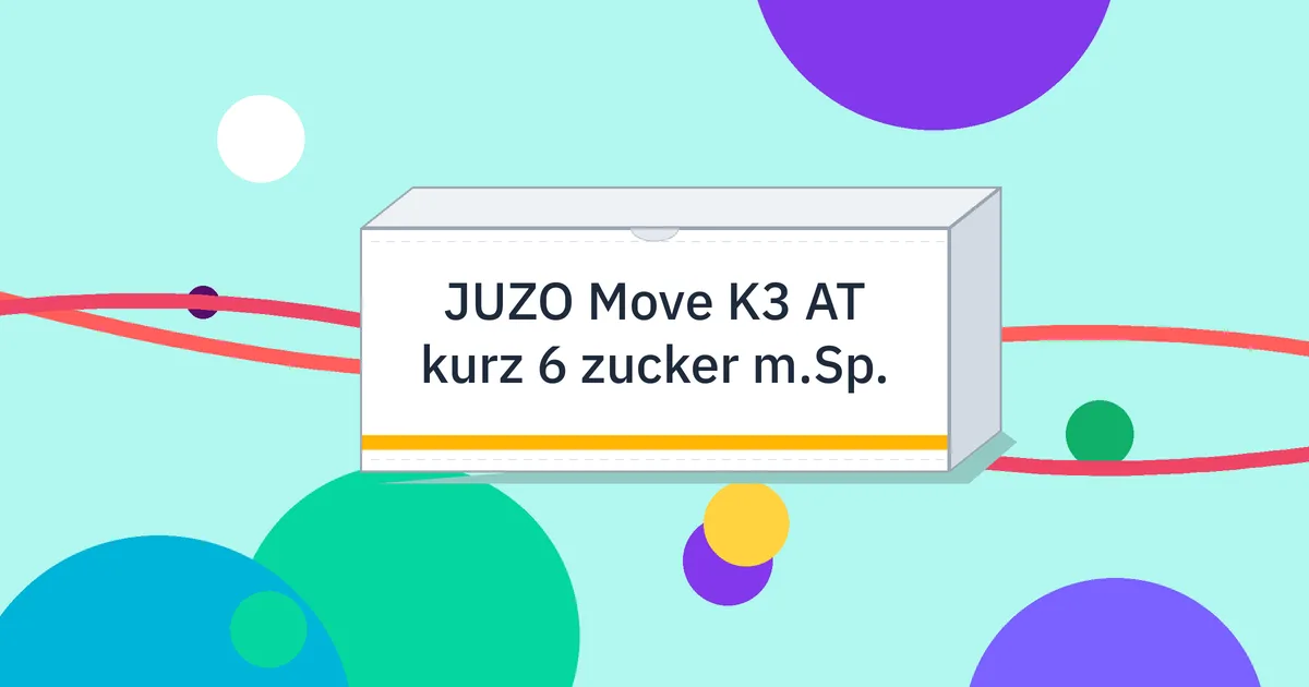 Symbolbild: Packung mit der Aufschrift JUZO Move K3 AT kurz 6 zucker m.Sp. (PZN 20682912) – Verfügbarkeit und Bezug in Apotheken in Frankfurt am Main