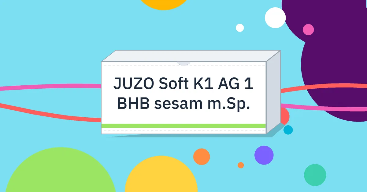 Symbolbild: Packung mit der Aufschrift JUZO Soft K1 AG 1 BHB sesam m.Sp. (PZN 14820787) – Verfügbarkeit und Bezug in Apotheken in Frankfurt am Main