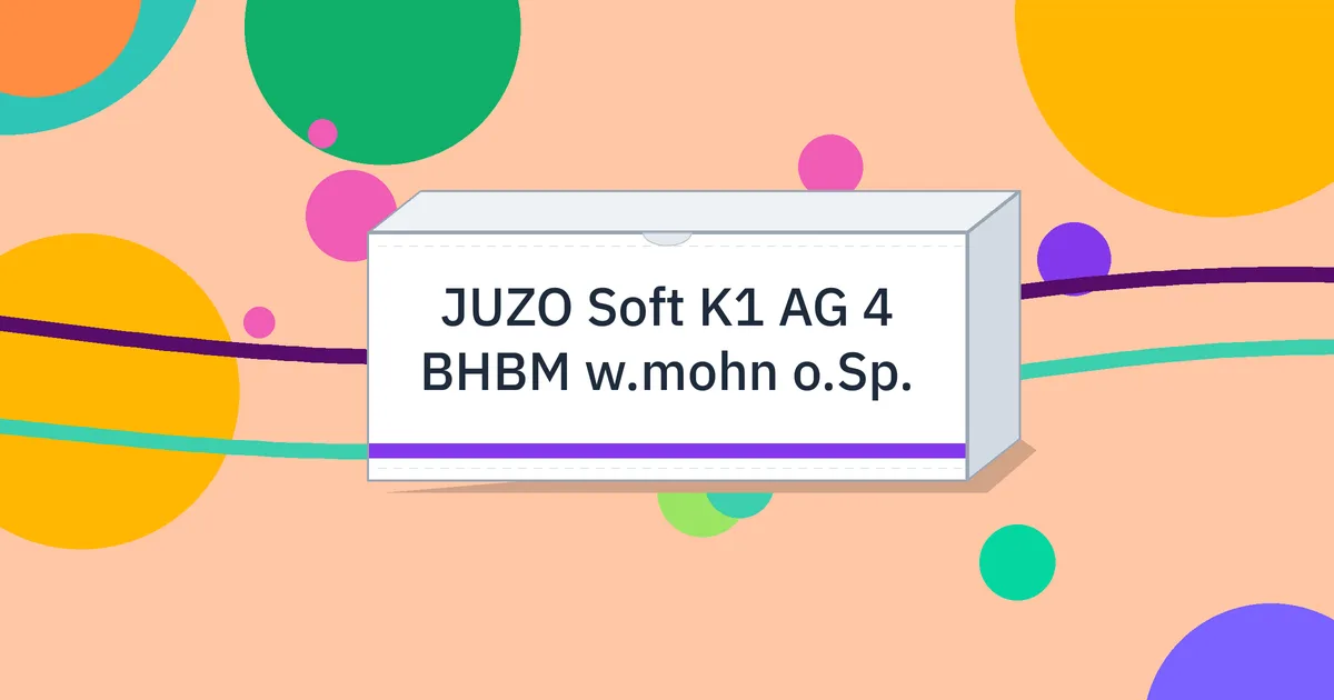 Symbolbild: Packung mit der Aufschrift JUZO Soft K1 AG 4 BHBM w.mohn o.Sp. (PZN 14865123) – Verfügbarkeit und Bezug in Apotheken in Frankfurt am Main
